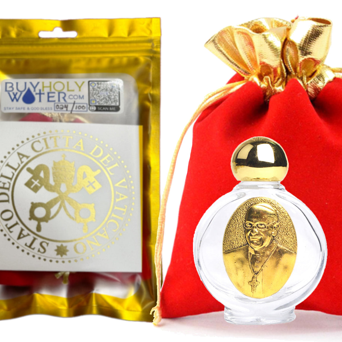 2-Pack Holy Water 15mL Pope Francis Vials Blessed by Pope – BHW