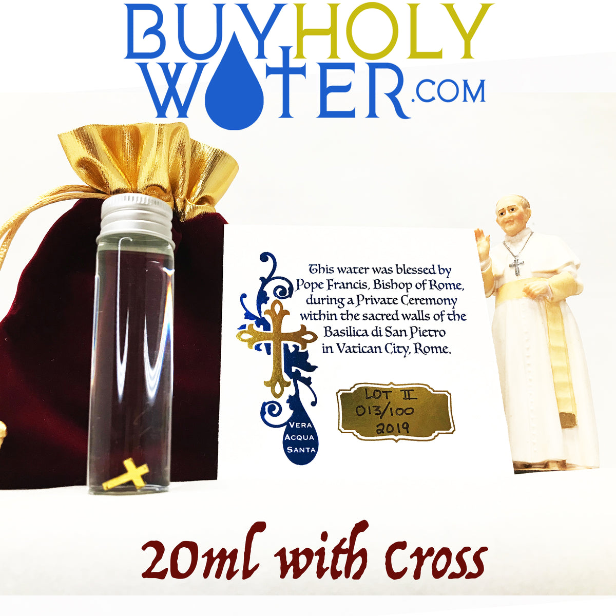 Holy Water 20mL Vial with Blessed Cross – BHW