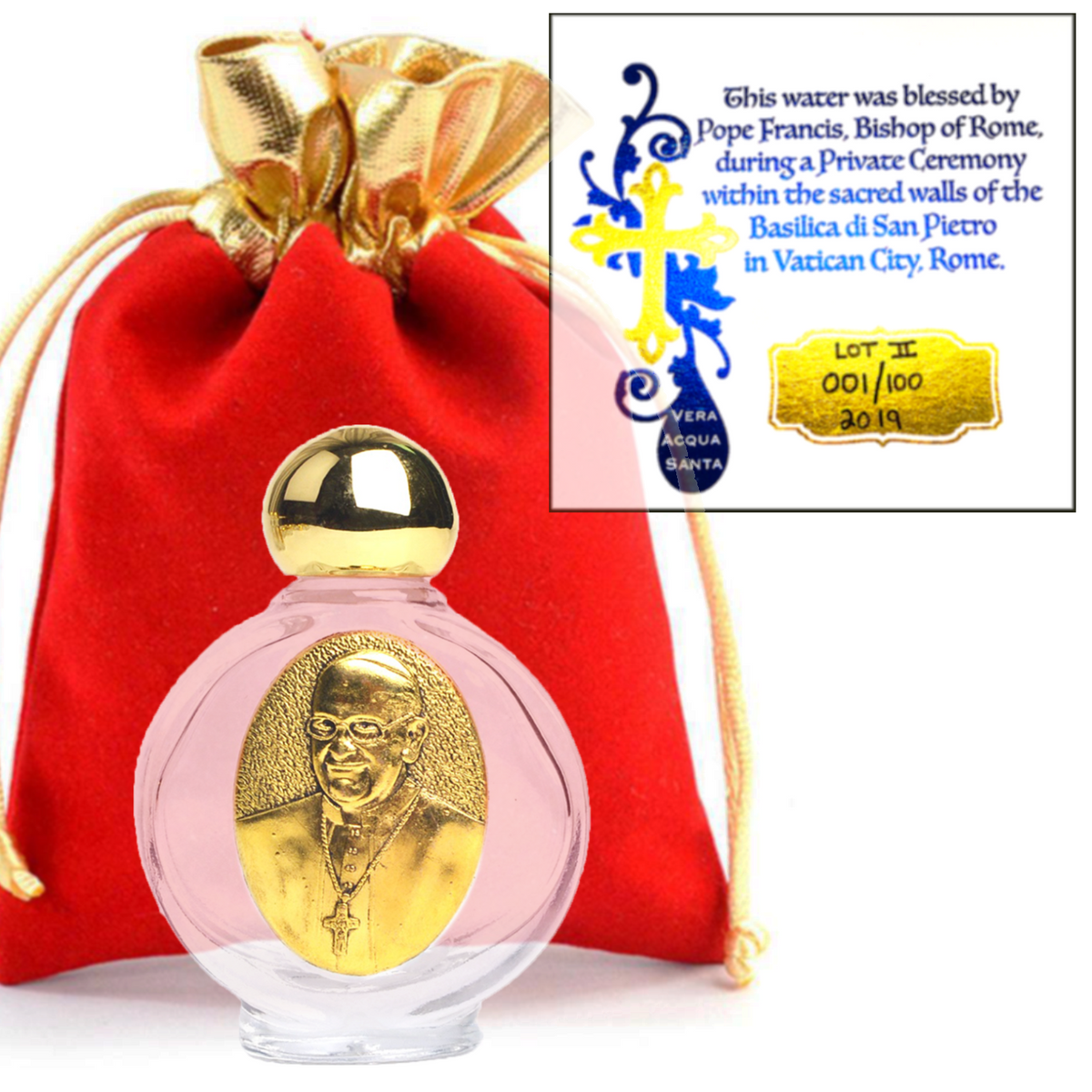 Holy Water Font Pope Medallion 15mL Vial Authentic – BHW
